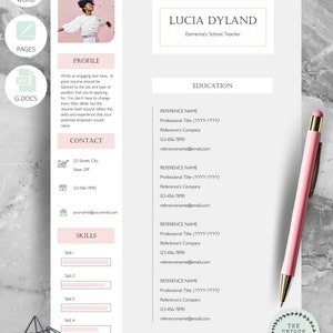 Pink & Grey Simple Resume Template for Word, Pages, Google Docs - Etsy