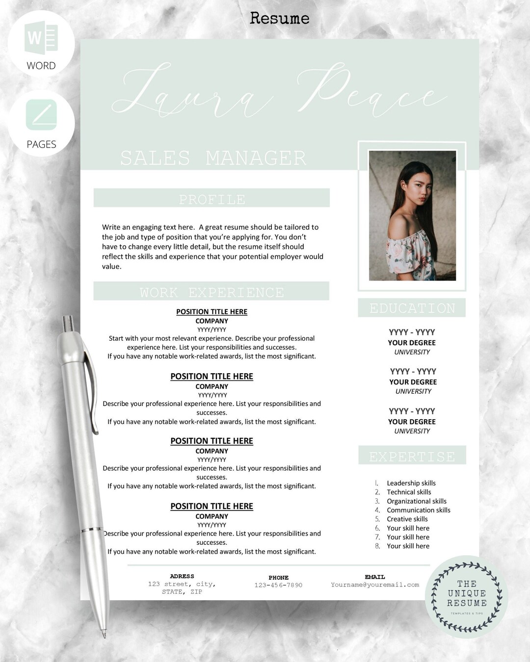 Cover Letter and Resume Templates With Photo One Page Resume ...