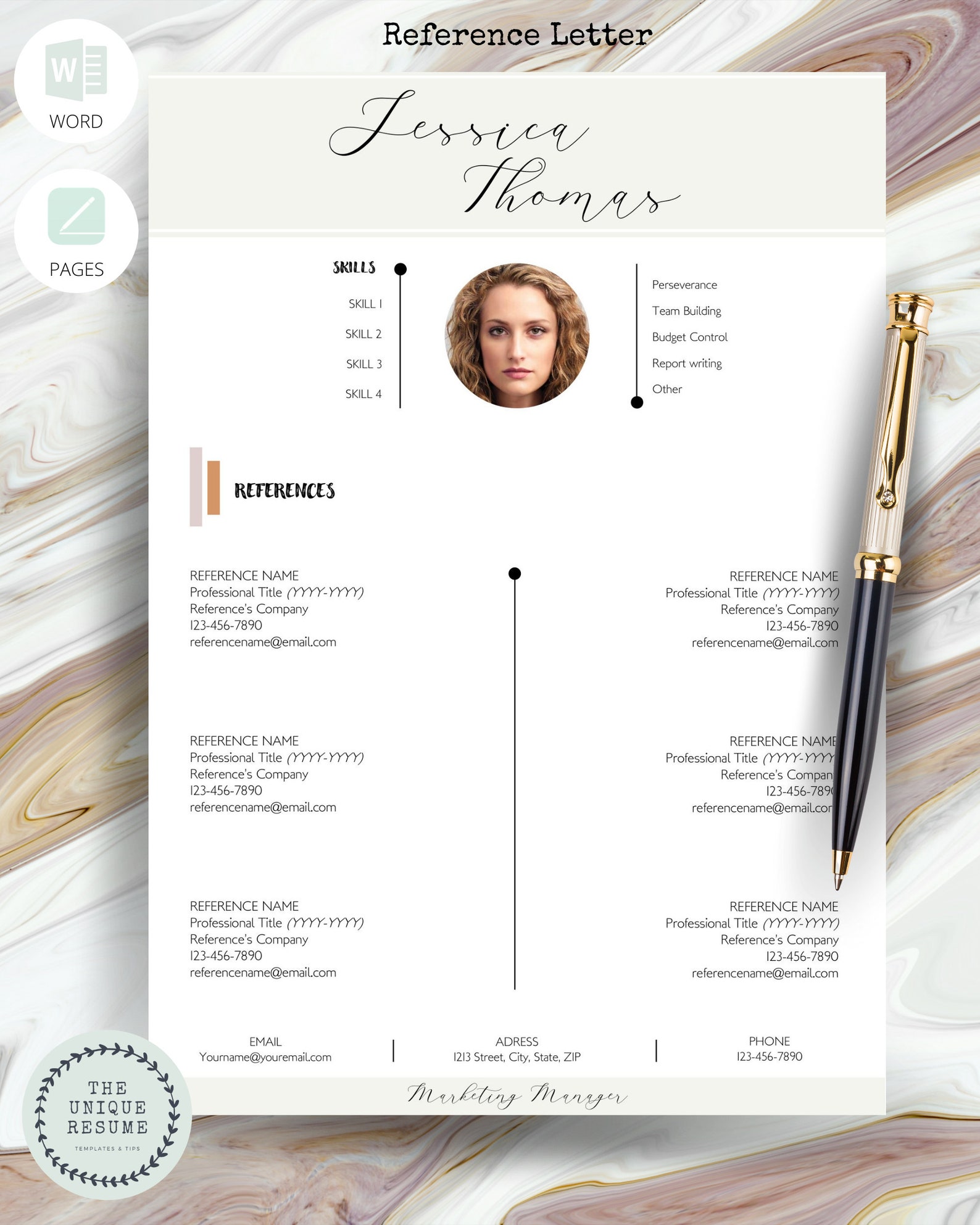 Creative Colorful CV Resume Template Word Pages | Etsy