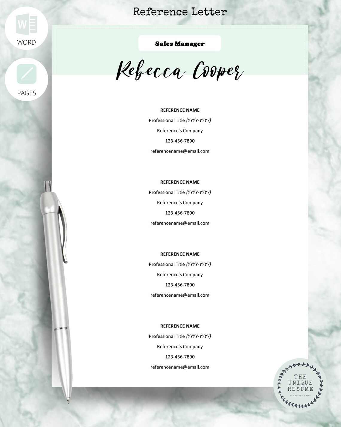 Green Resume Template for Word, Pages Creative CV, Resume Template ...
