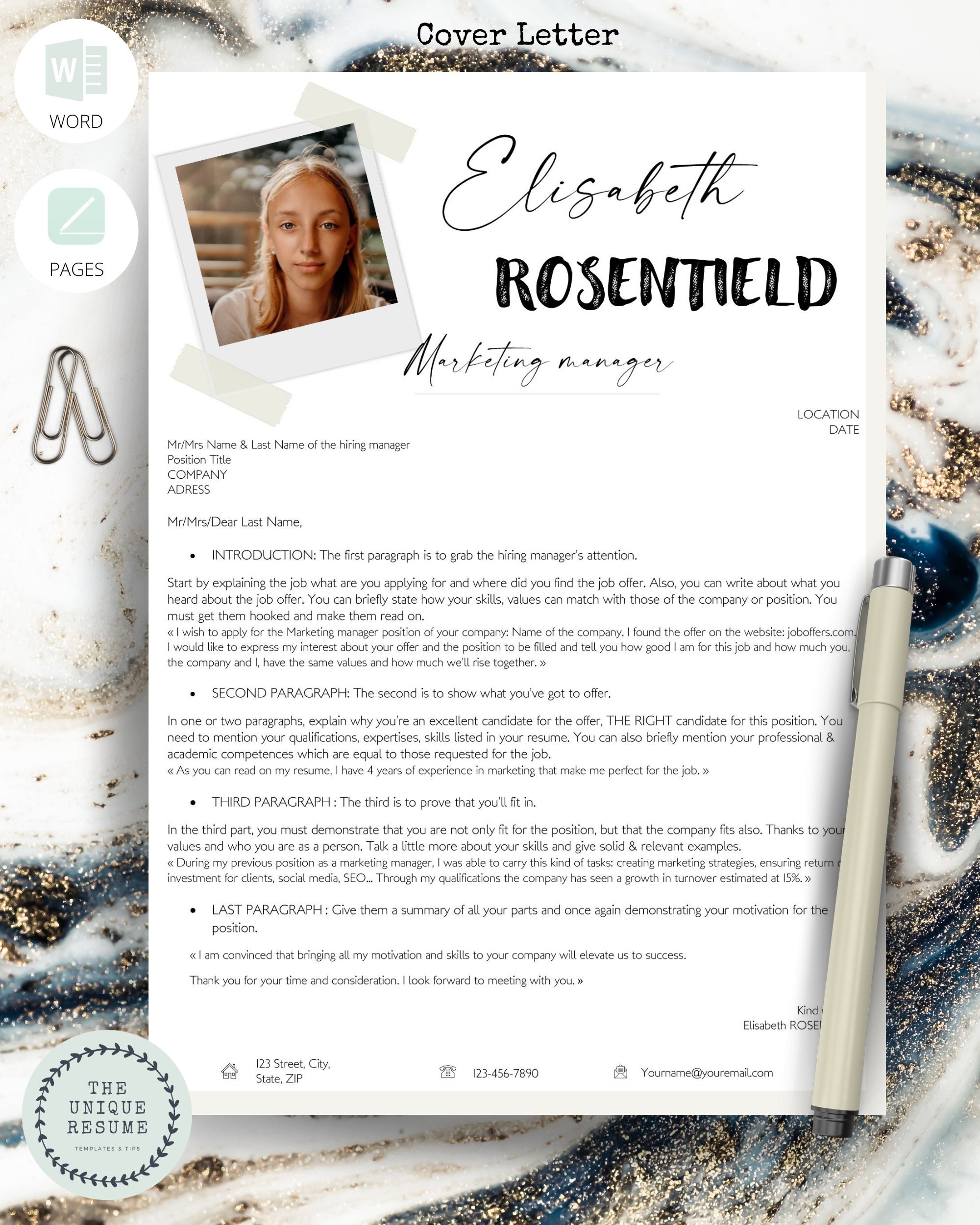 Beige Resume Template for Word and MAC Pages Creative CV - Etsy