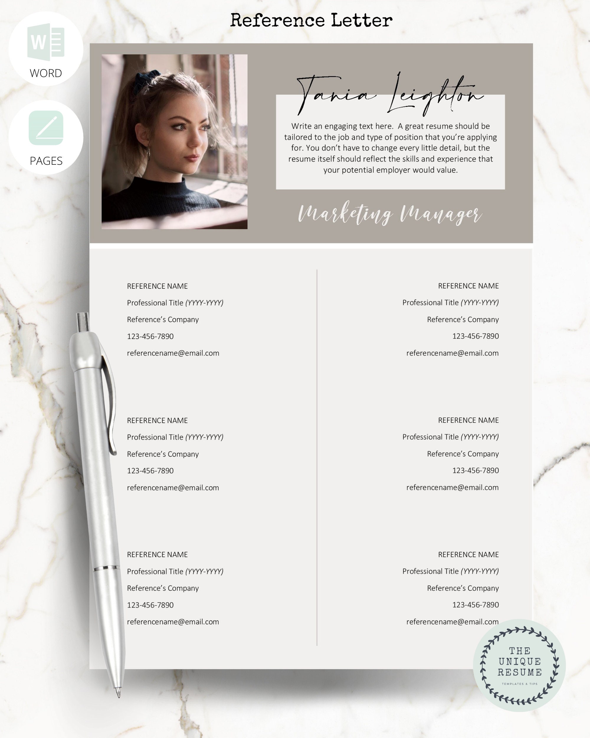 Chic and Design CV Resume Template CV Template Modern - Etsy