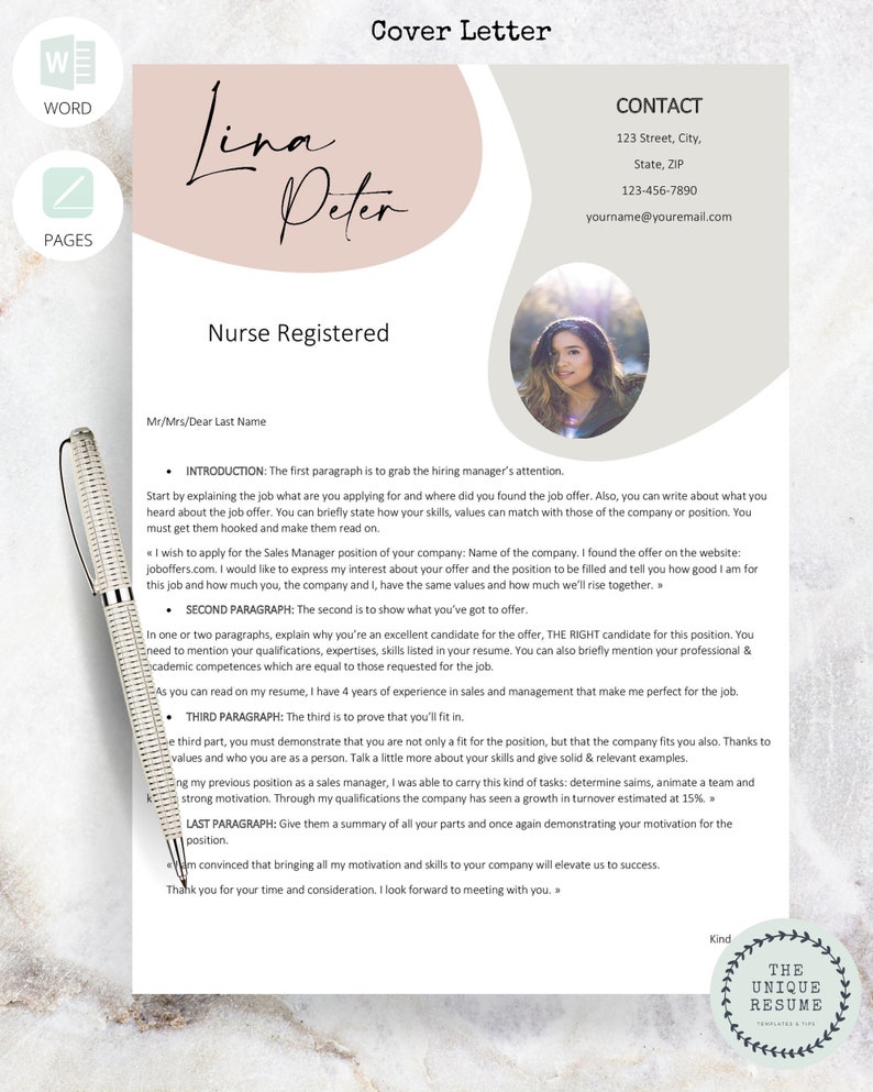 Pink & Grey Colorful Resume Template for Word Pages - Etsy Canada