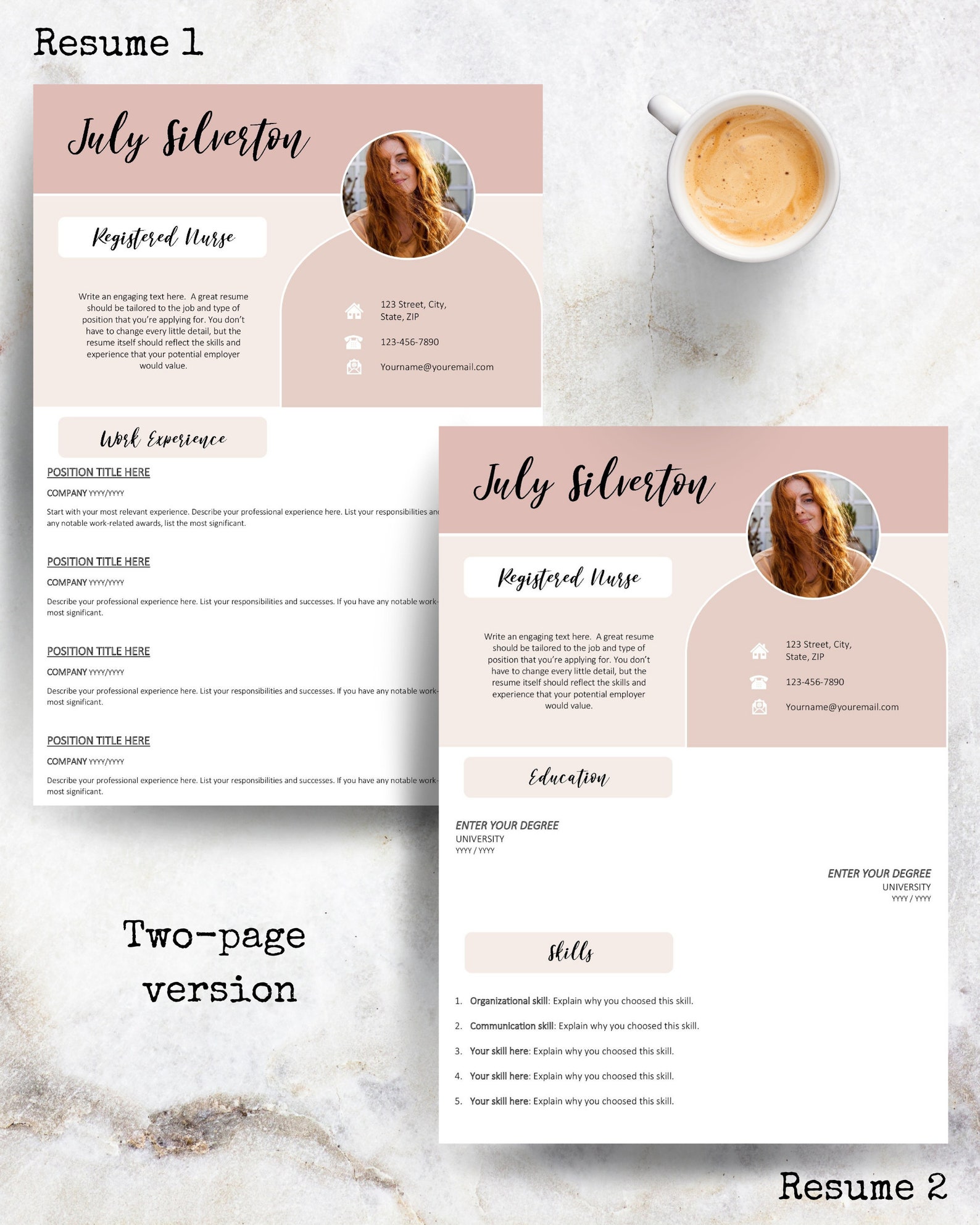 Pink Resume Template for Word, Pages Creative and Modern CV, Resume ...