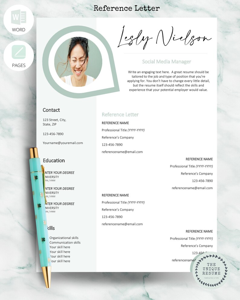 Blue CV Resume Template CV Template Modern - Etsy