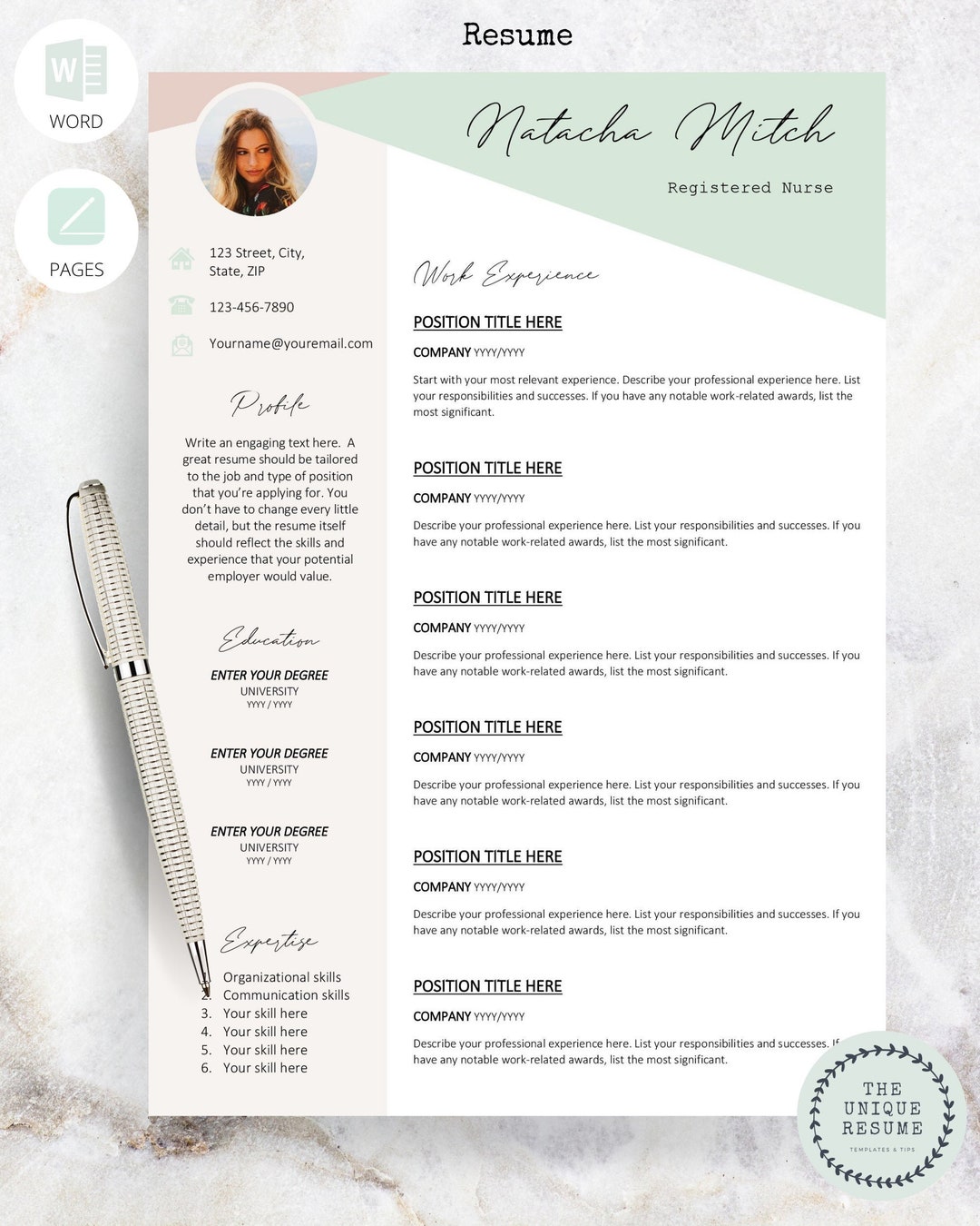 Colorful & Modern Resume Template Creative CV for Word and Pages ...