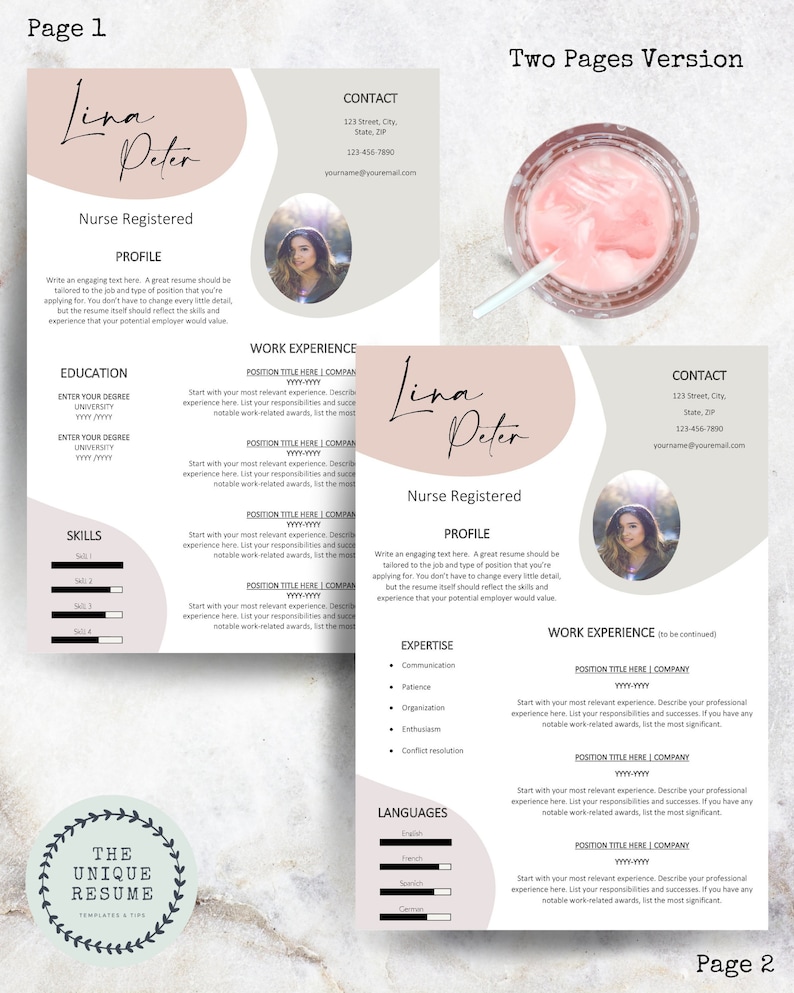 Pink & Grey Colorful Resume Template for Word Pages - Etsy Canada
