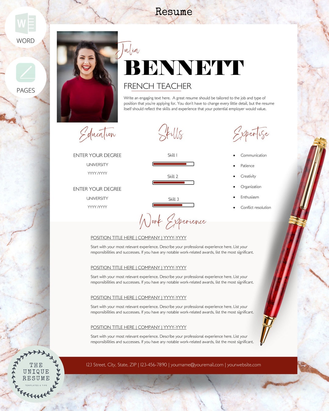 Teacher Resume Template Stylish & Design Resume Professional Resume ...