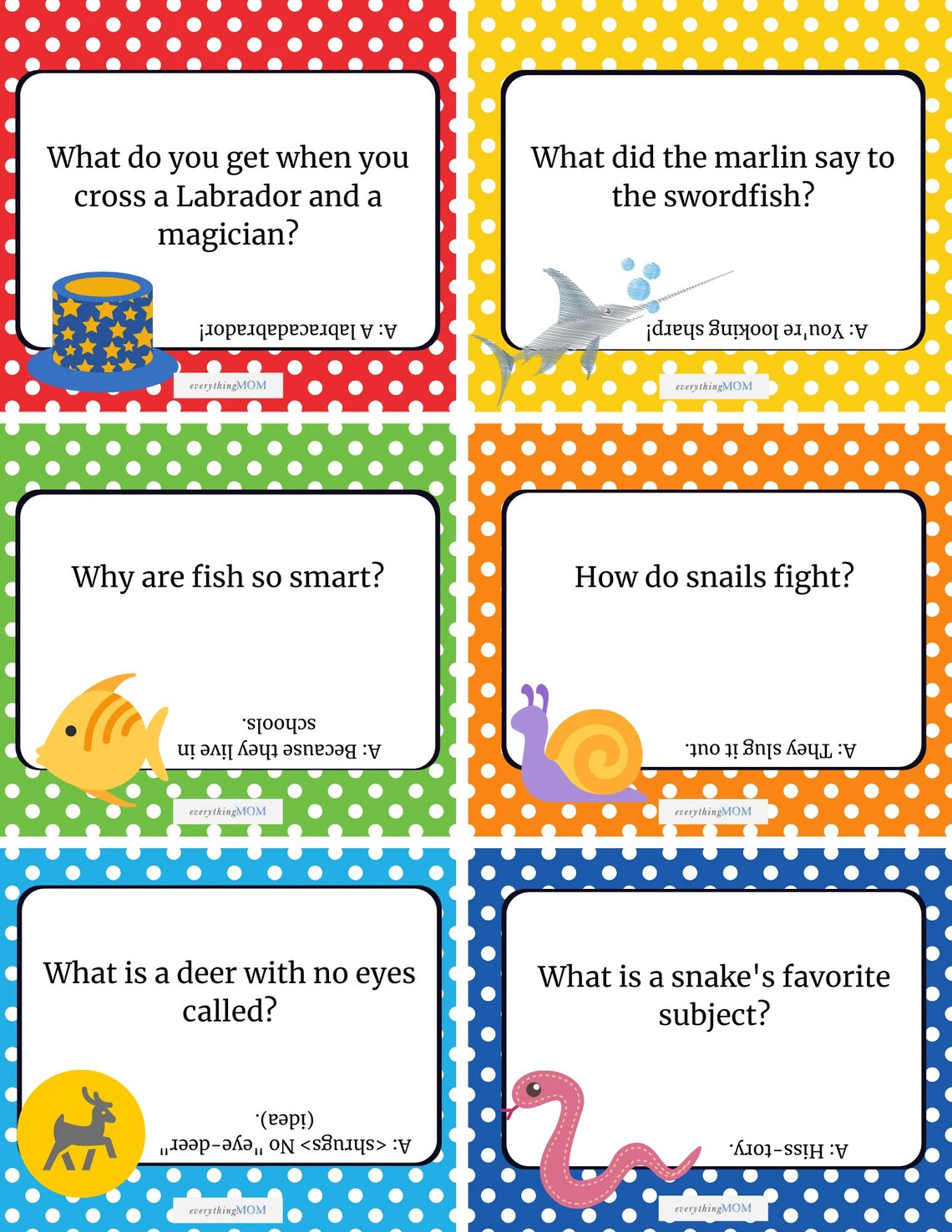 36 Printable Joke Cards for Kids questions & Answers - Etsy