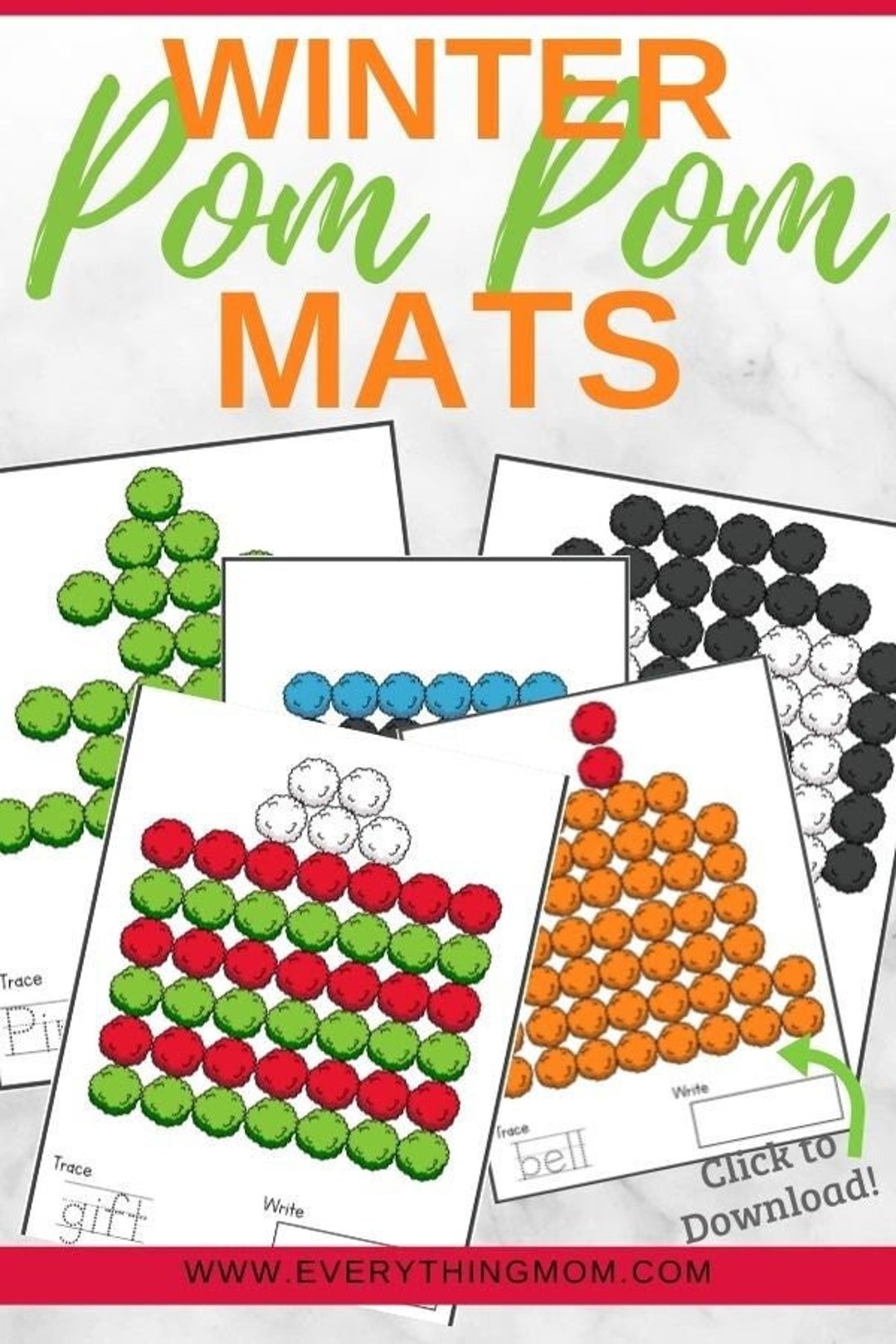 Winter Pom Pom Mats, Kids Fun Activities, Kids Learning Activities - Etsy