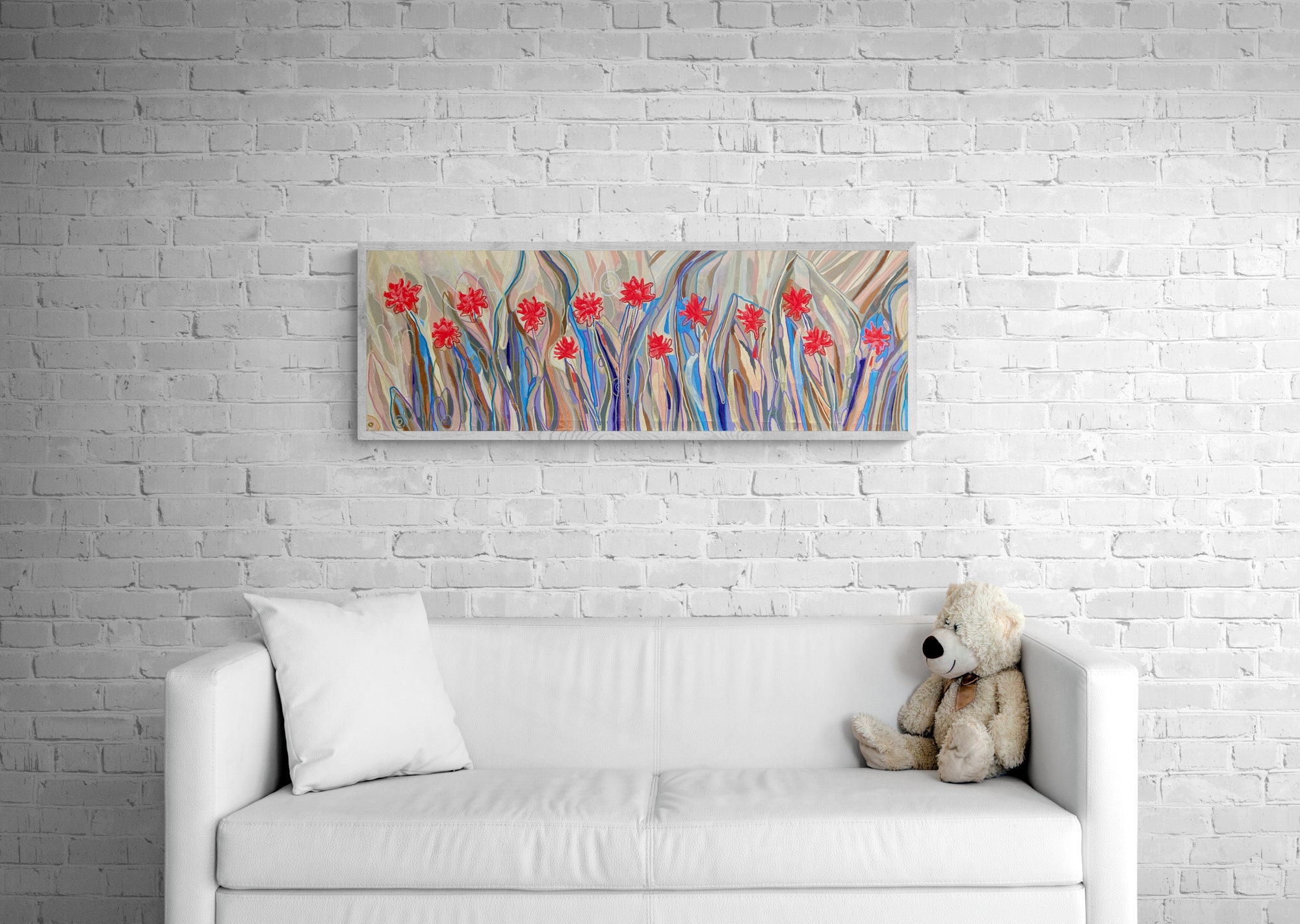 Flowers Oblong Painting on Canvas Original Acrylic Painting - Etsy UK