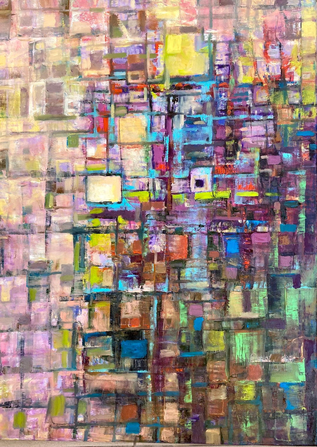 Abstract Colorful, Vivid Pure Colors, Painting on Canvas, Oil Paints ...