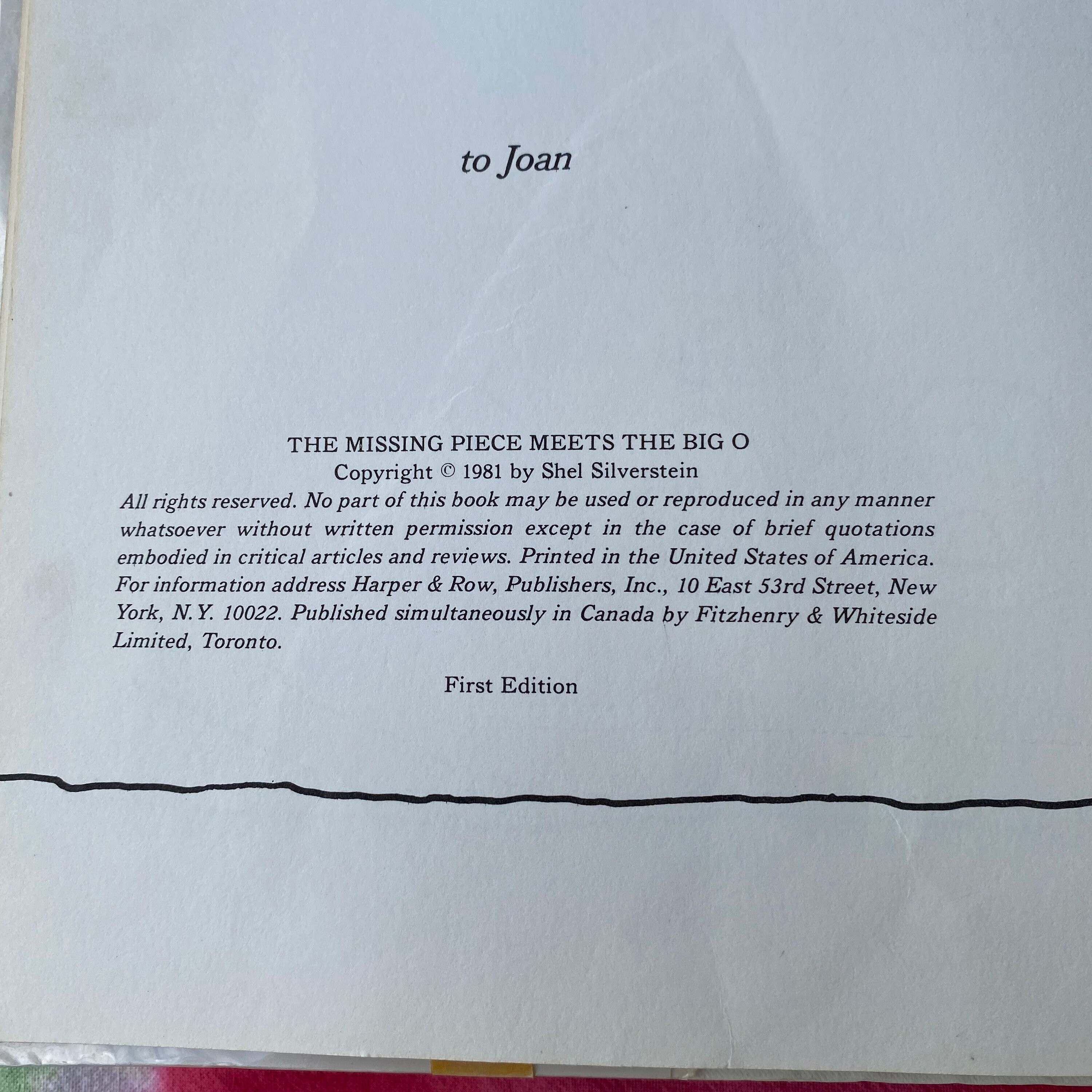 The Missing Piece Meets the Big O by Shel Silverstein 1981 First ...