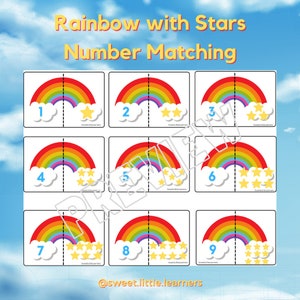 Number Matching Game// Rainbow Matching Game// Toddler Activity ...