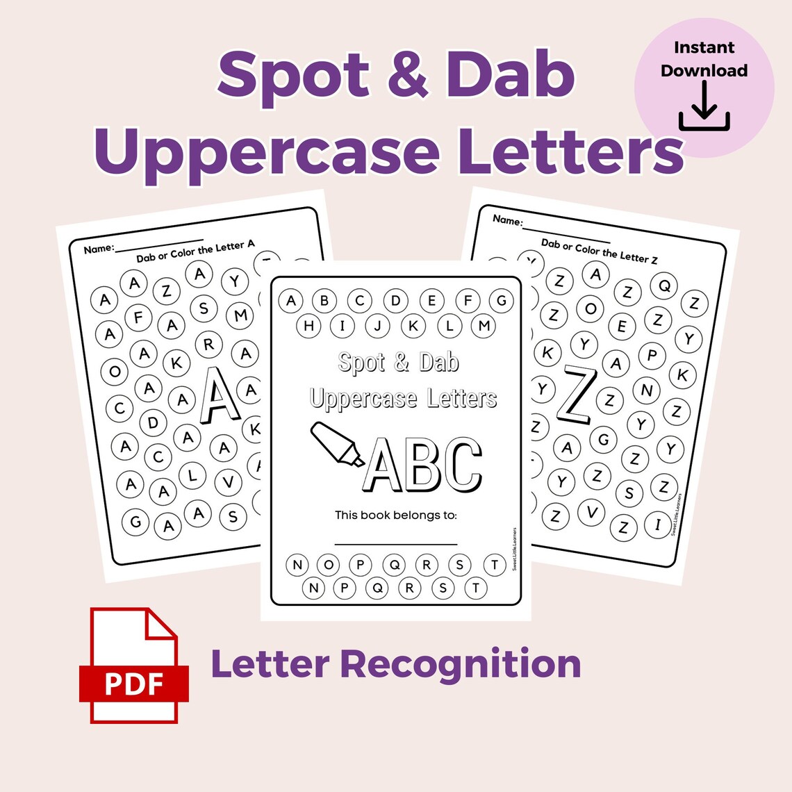 Spot and Dot Uppercase Letters// Letter Recognition// Alphabet ...