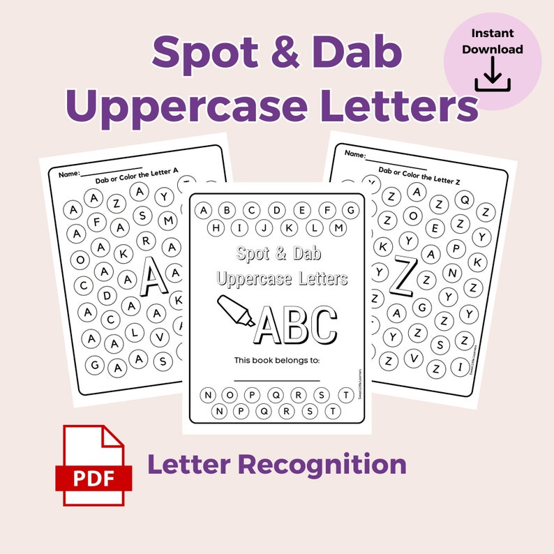 Spot and Dot Uppercase Letters// Letter Recognition// Alphabet ...