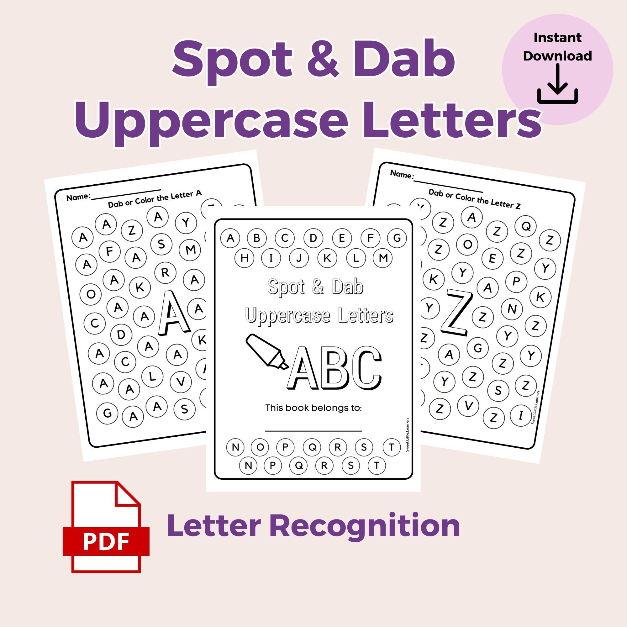 Spot and Dot Uppercase Letters// Letter Recognition// Alphabet ...