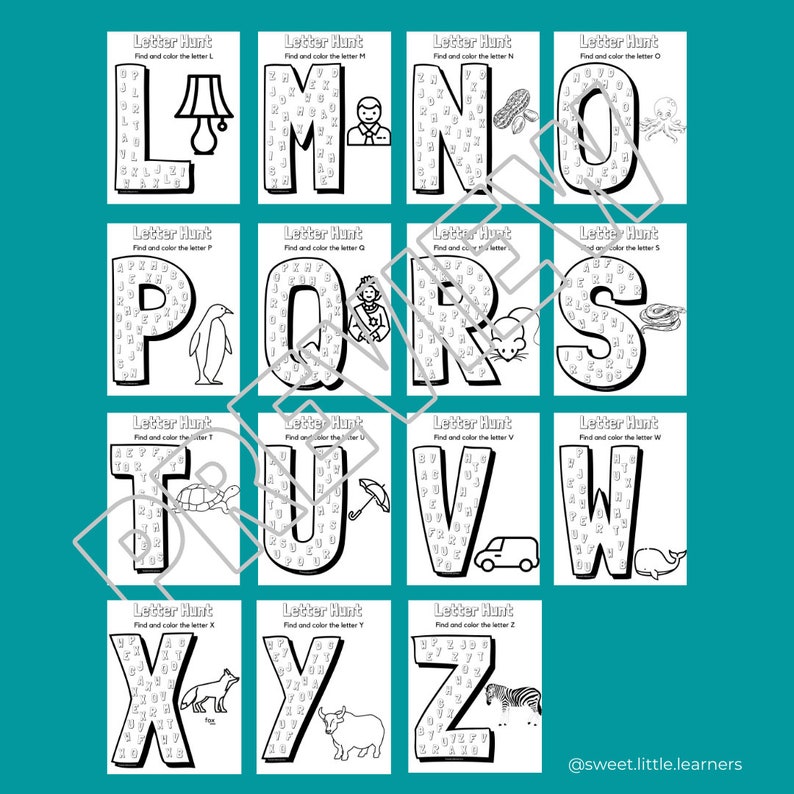 Letter Hunt Worksheet: Alphabet Recognition - Find and Color (digital ...