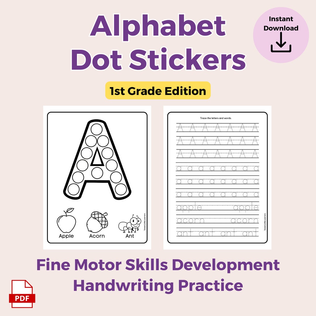First Grade Dot Stickers Alphabet Book - Fun Learning Activity Book ...