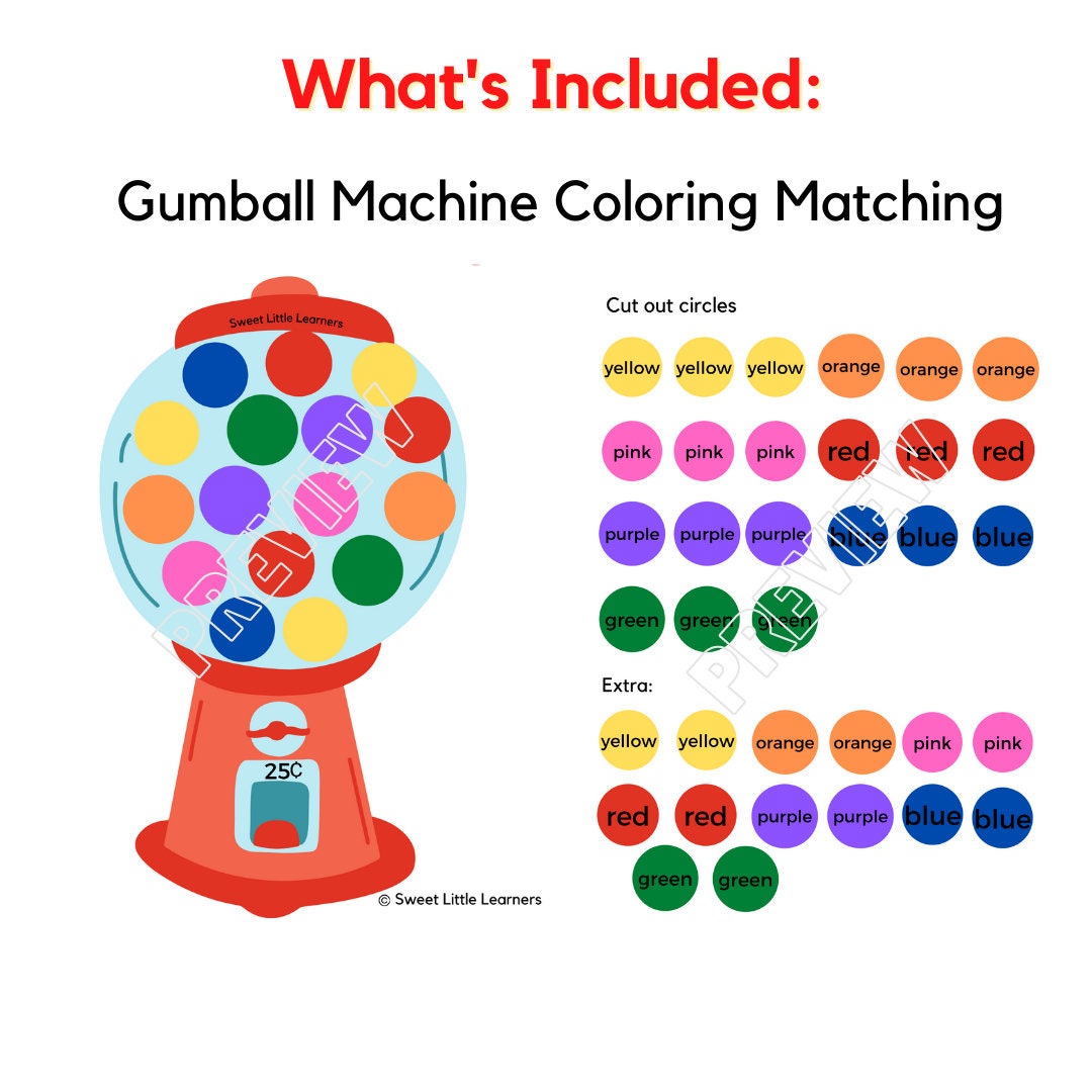 Gumball Machine Color Match Activity// Pompom Color Matching ...