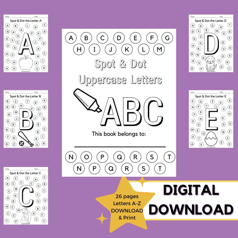 Spot and Dot Uppercase Letters// Letter Recognition// Alphabet ...