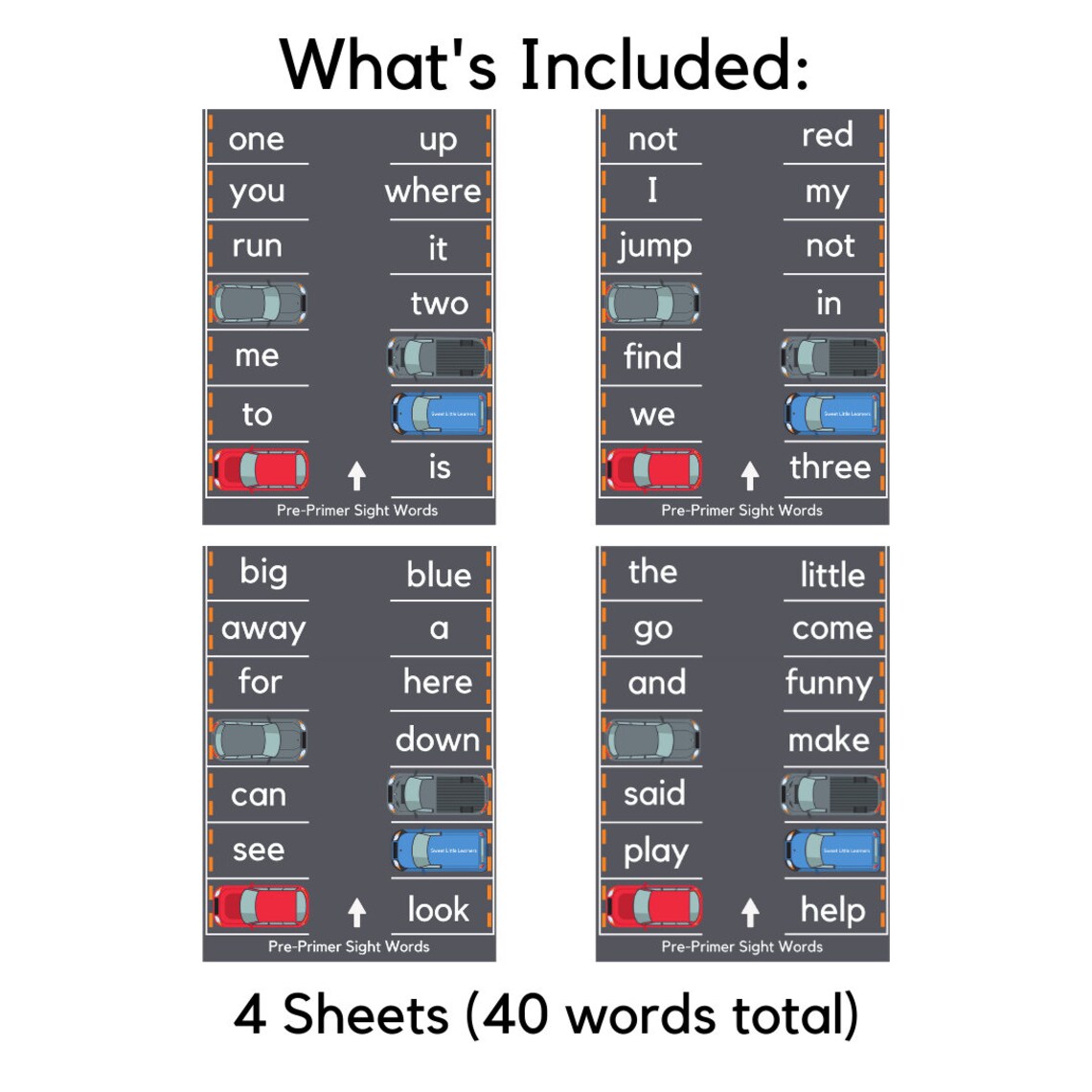 Parking Lot Sight Word Game// Preschool Printable Activity ...