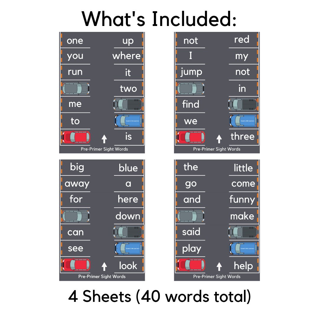 Parking Lot Sight Word Game// Preschool Printable Activity ...