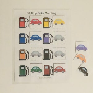 Car Color Matching Activity: Fill It up Game (printable) - Etsy