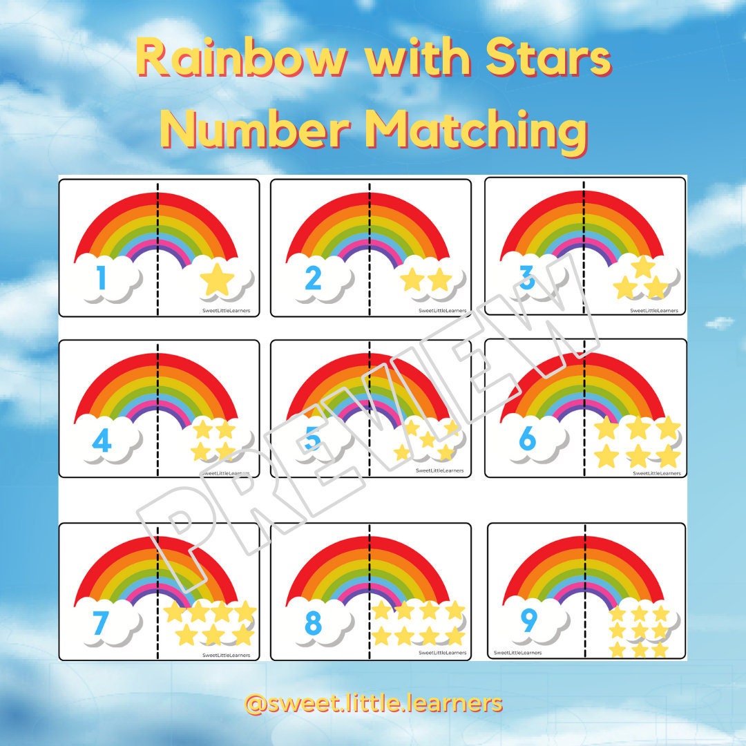 Number Matching Game// Rainbow Matching Game// Toddler Activity ...