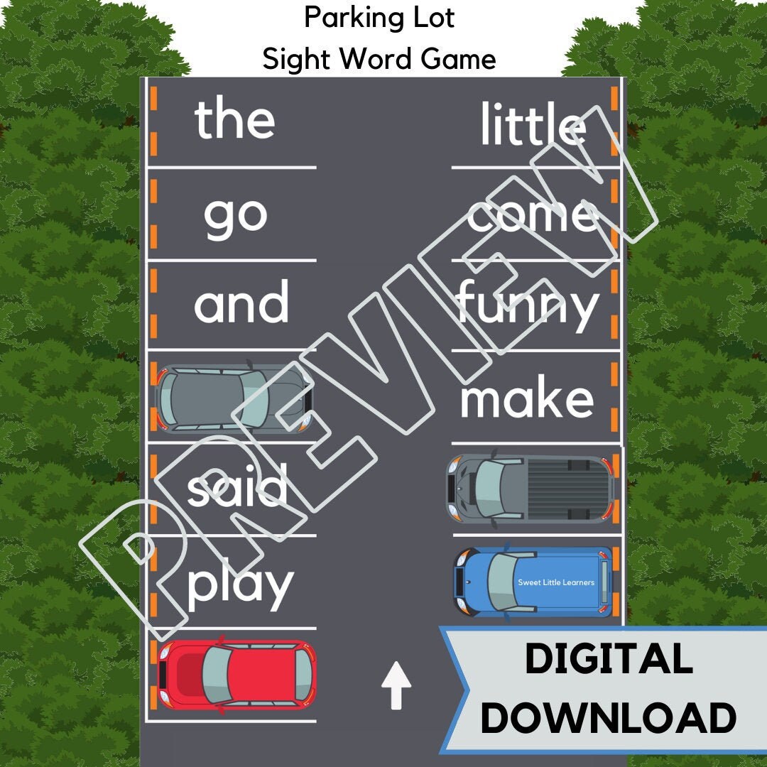 Parking Lot Sight Word Game// Preschool Printable Activity ...