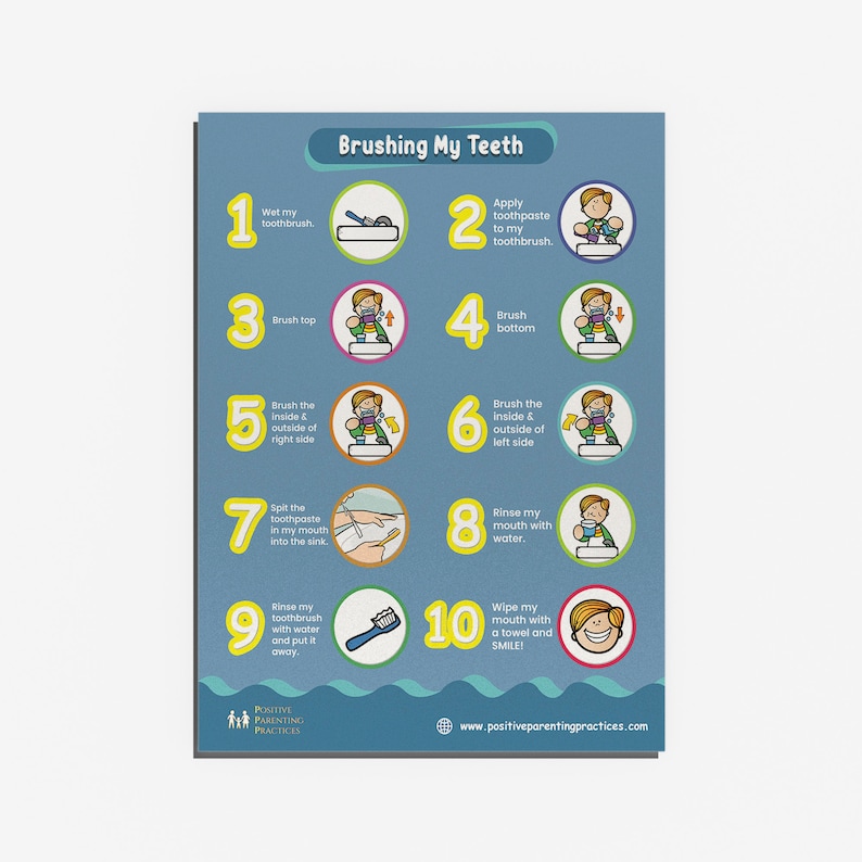 Brushing My Teeth Steps Boy Chart | Learning to Brush Your Teeth - Etsy