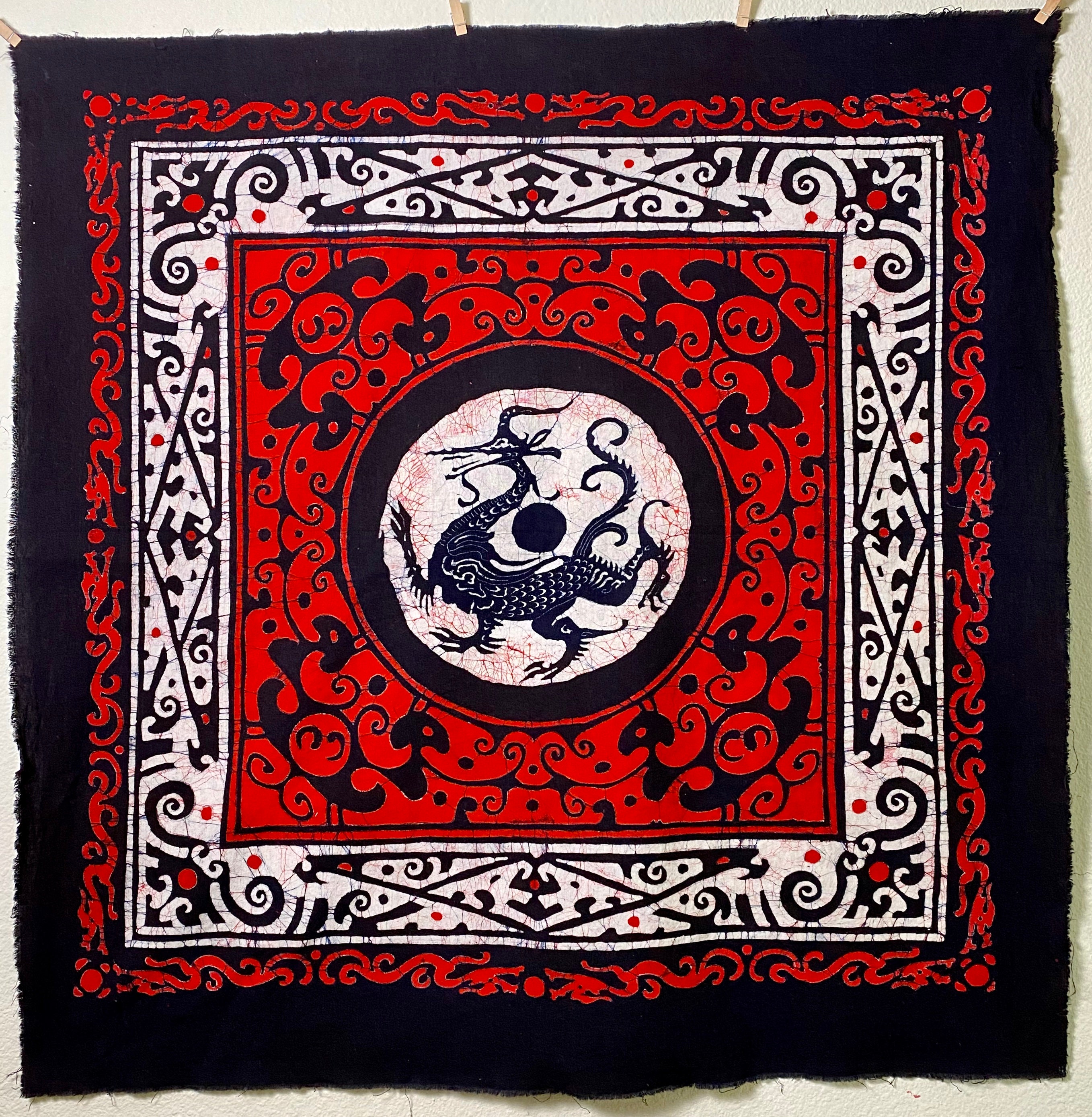 Batik Wall Hanging ~ Traditional Dragon ~ Brand New LARGE (43" X 43 ...