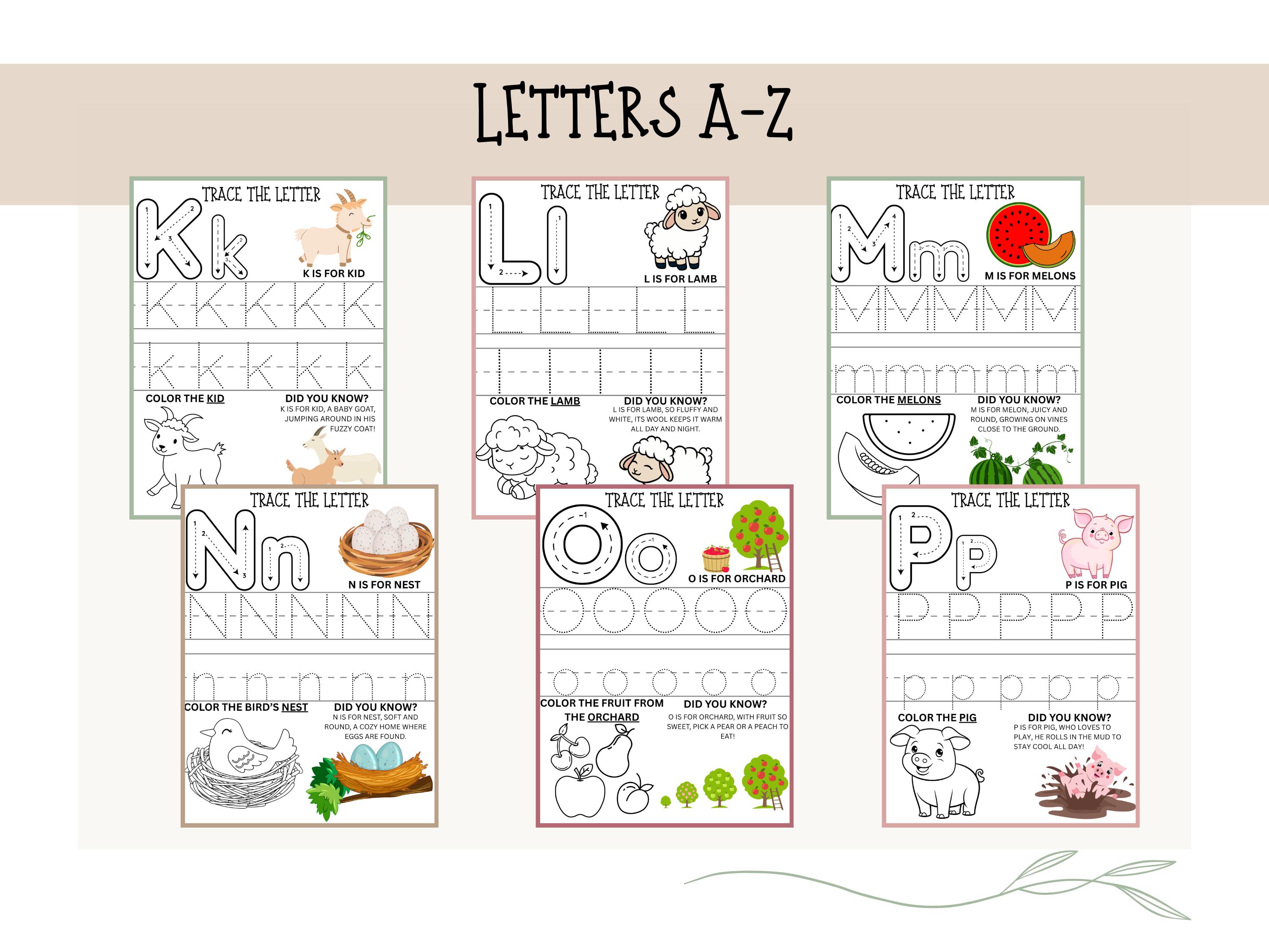 Farm Alphabet Tracing Worksheet Bundle - Preschool & Kindergarten ...