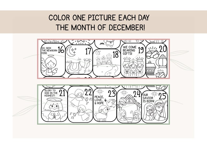Nativity Coloring Countdown, Printable Christmas Calendar, 25-day ...