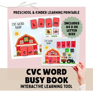CVC Word Barn Busy Book Page | Toddler Busy Book | Quiet Book Printable ...
