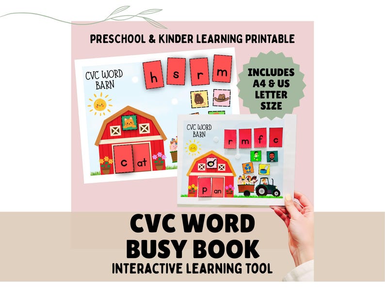 CVC Words Busy Book Printable – Phonics Worksheets for Toddlers ...