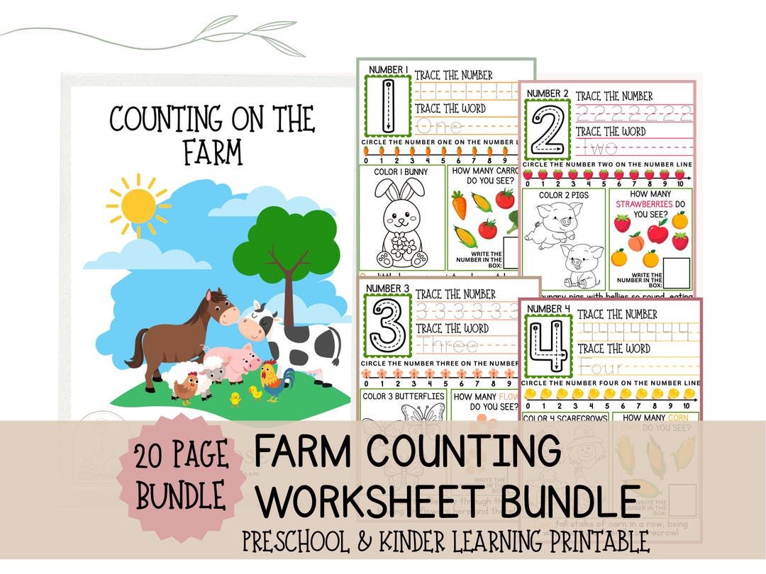 Farm Counting Worksheets – Preschool Math Printables, Number ...
