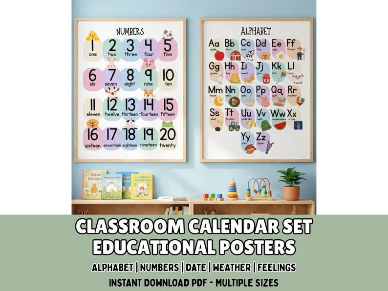 Farm Theme Classroom Posters Bundle | Preschool Alphabet, Numbers ...