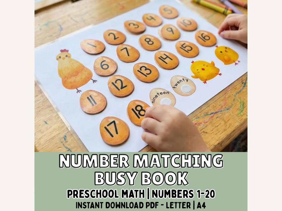 Farm Math Busy Book, Number Recognition Printable 1-20, Preschool ...