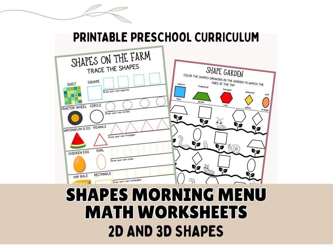 Shapes Morning Menu Printable – 2D and 3D Shapes Activities for ...
