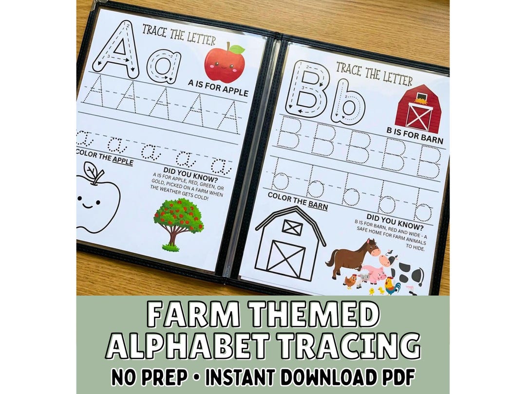 Farm Alphabet Tracing Worksheets Printable – Handwriting Practice and ...