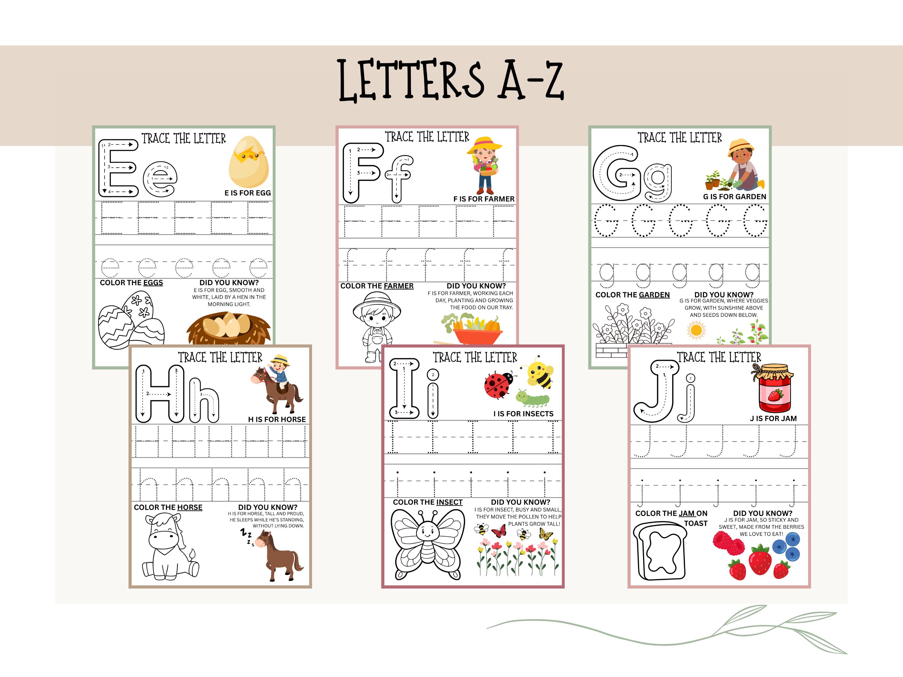 Farm Alphabet Tracing Worksheet Bundle - Preschool & Kindergarten ...