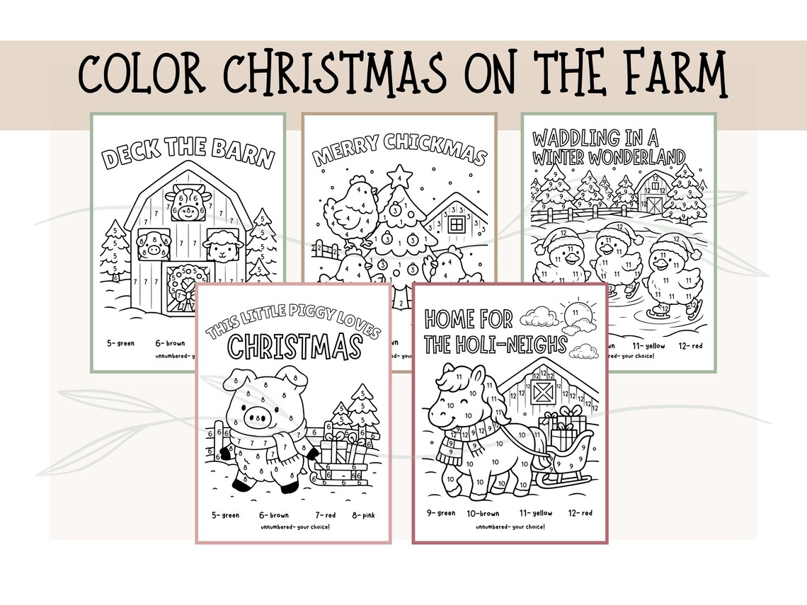 Farm Christmas Color by Number | Preschool & Kindergarten Math ...