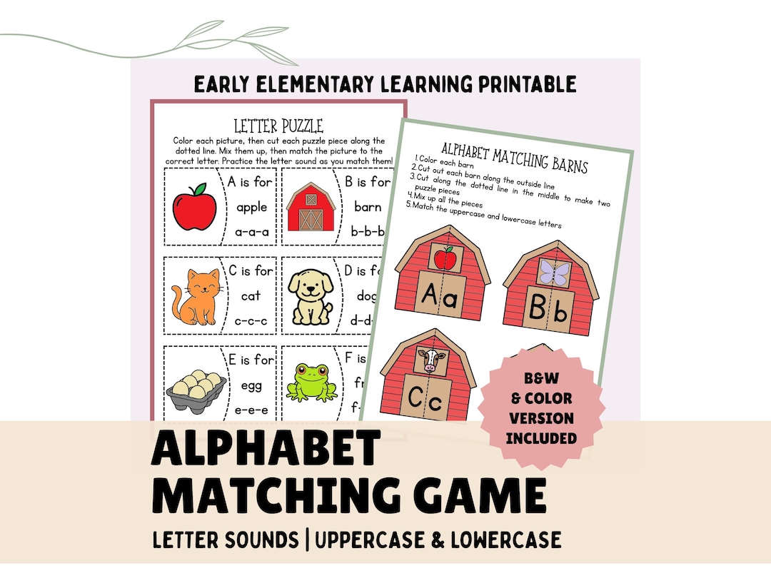 Farm Alphabet Worksheets | Letter Matching Activities for Preschool and ...