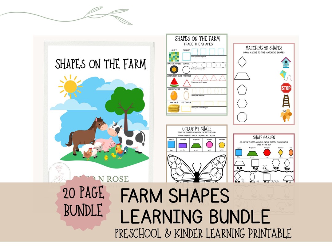 Farm Shapes Learning Bundle: 2D & 3D Math Worksheets (digital Download ...