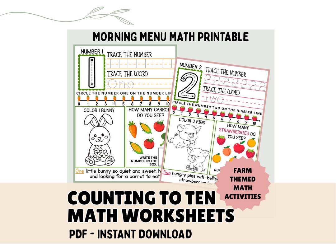 Farm Counting Worksheets – Preschool Math Printables, Number ...