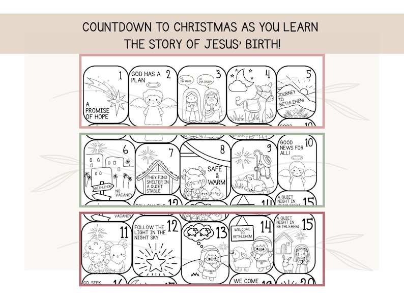 Nativity Coloring Countdown, Printable Christmas Calendar, 25-day ...