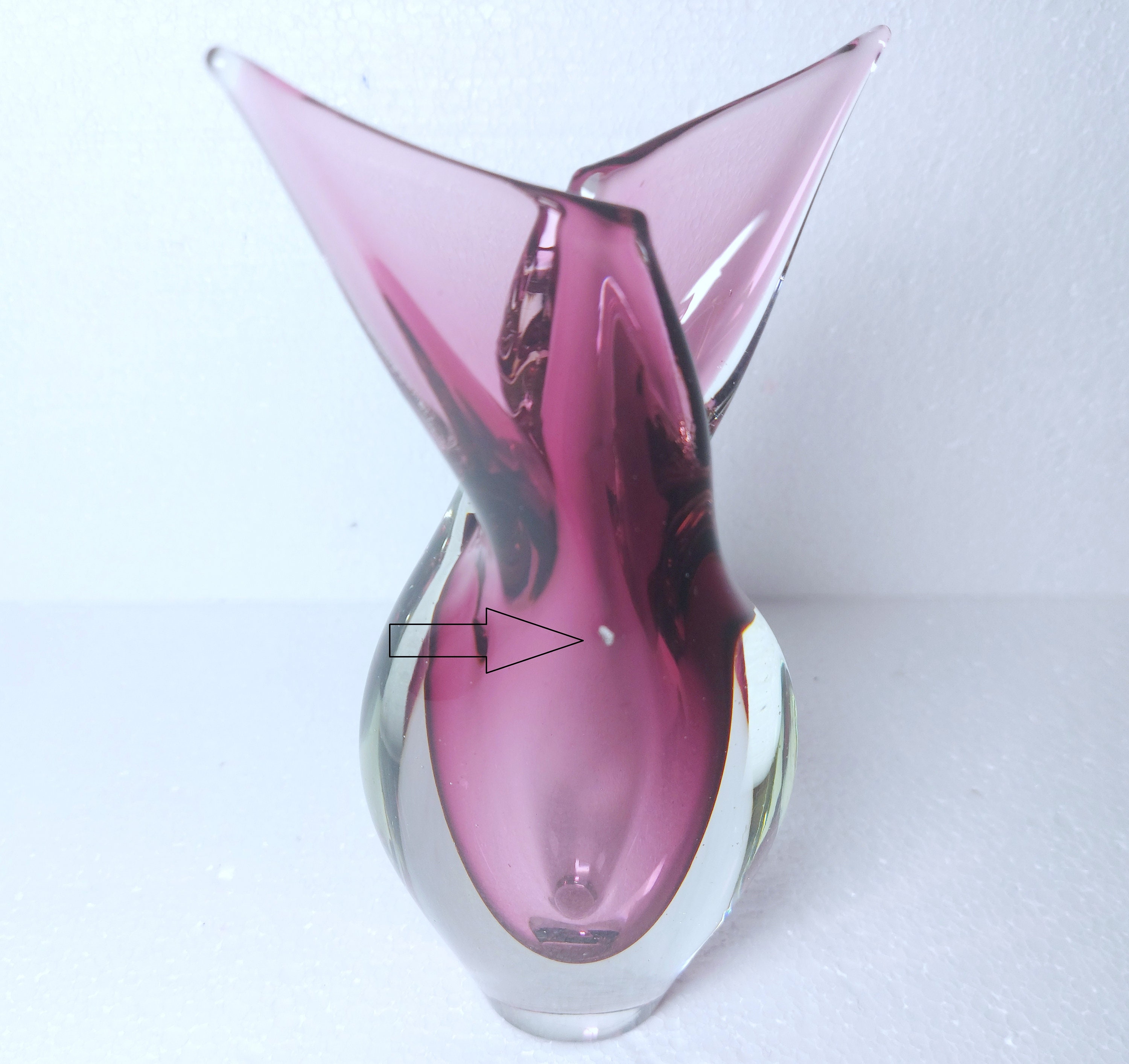 Murano Glass Vase by Luigi Onesto for Oball, Sommerso Fishtail Vase ...