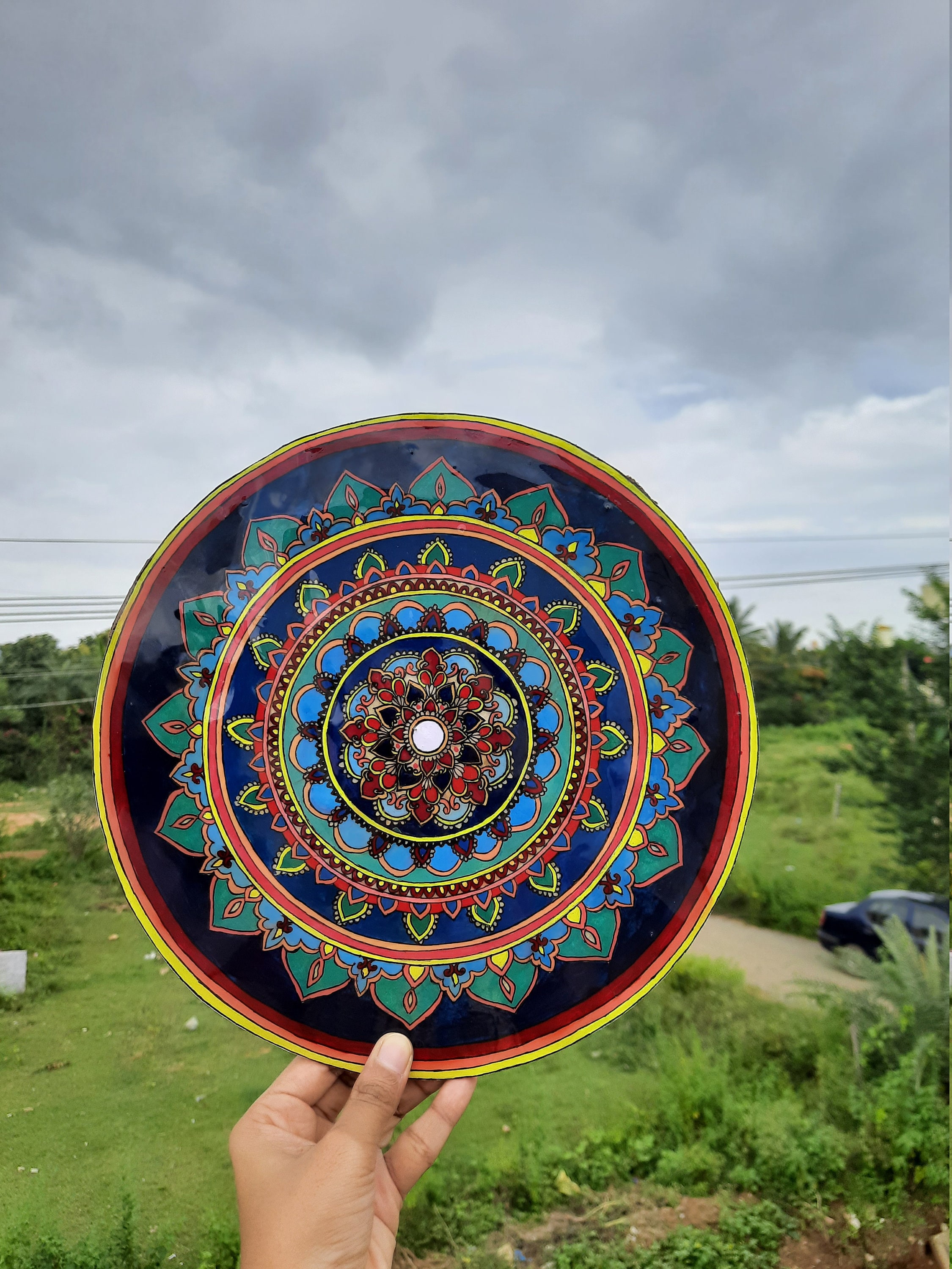 Hand Made Colorful Mandala Art of 8 Inches on Card Board - Etsy