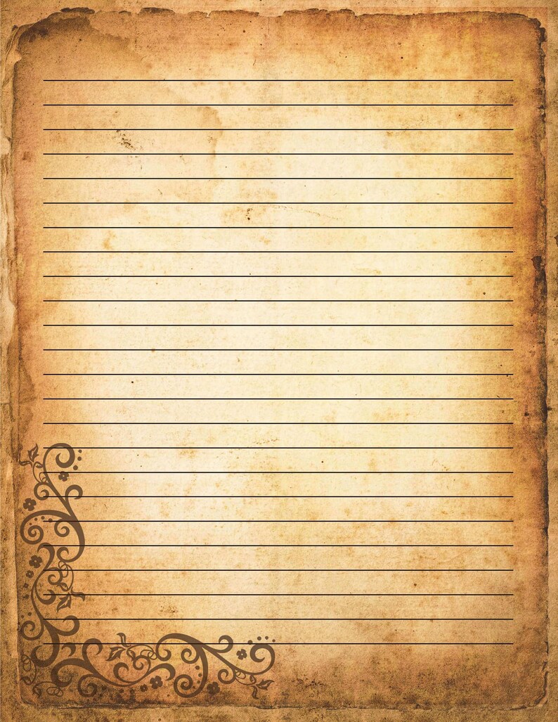Retro Vintage Design Parchment Unlined and Lined Writing - Etsy